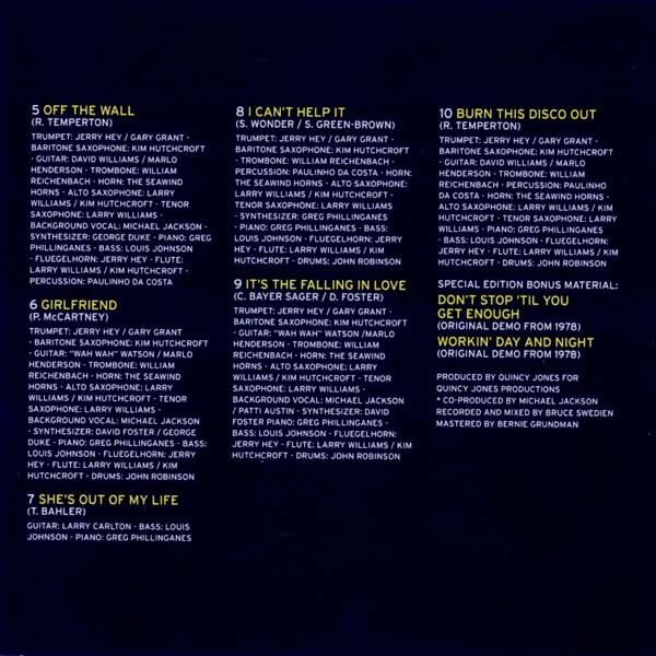 Michael Jackson The Collection cd1; off the wall : Booklet 2 | CD ...